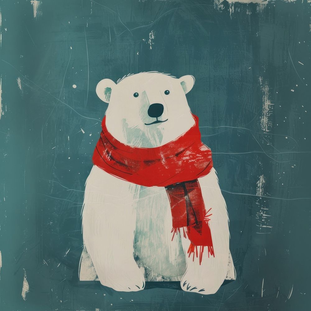 Cute chubby Polar Bear red | Free Photo Illustration - rawpixel