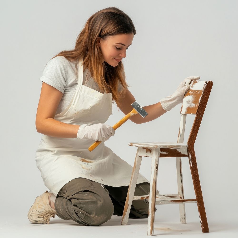 Women crouching chair furniture painting. | Free Photo - rawpixel