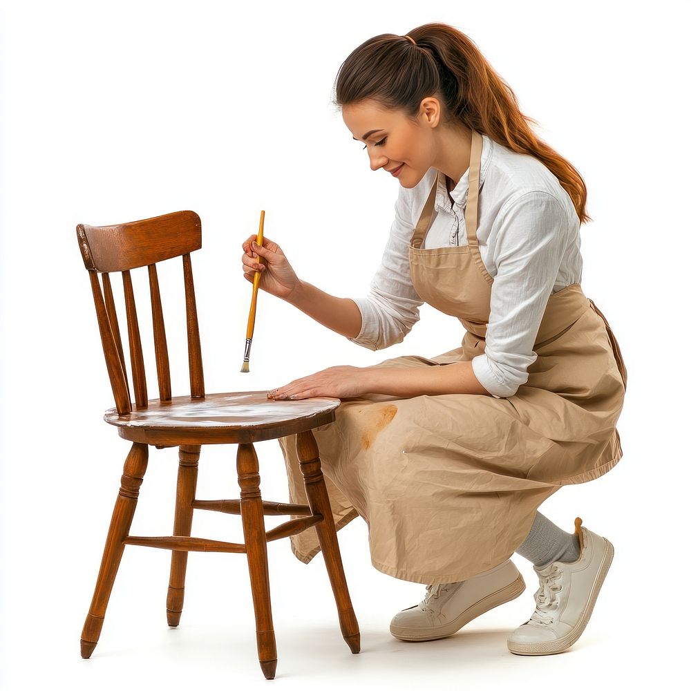 Women crouching chair furniture painting. | Free Photo - rawpixel