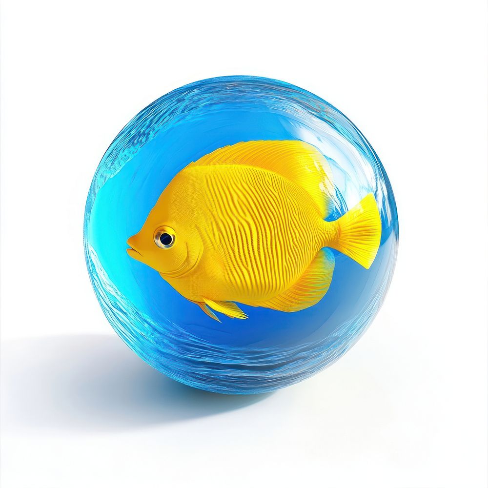 Coral fish sphere isolated yellow | Free Photo Illustration - rawpixel