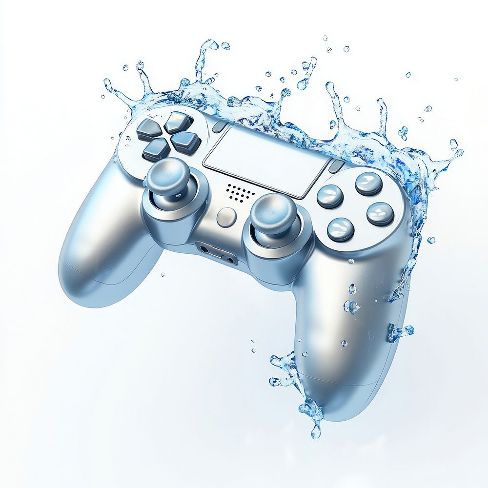 Silver game controller digital splash | Free Photo Illustration - rawpixel