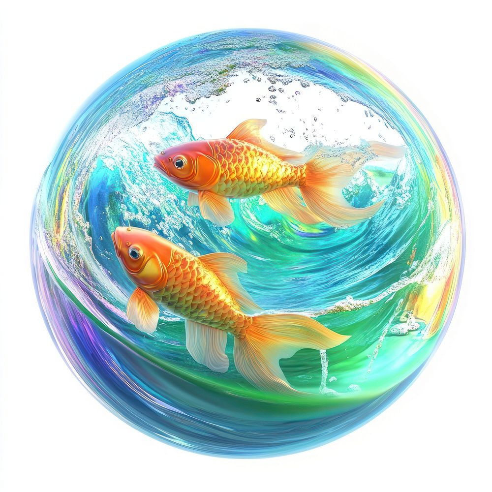 Fish illustration digital sphere. | Free Photo Illustration - rawpixel