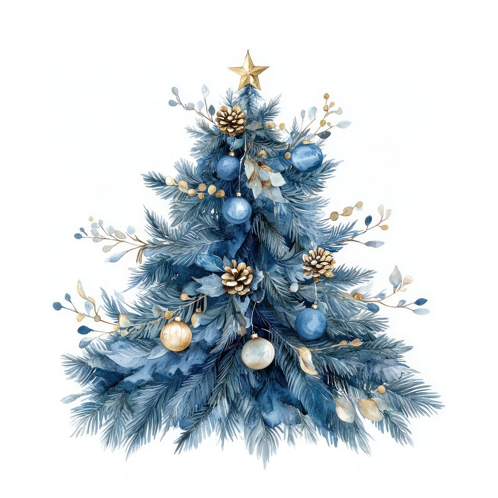Blue christmas tree illustration decorations | Free Photo Illustration ...