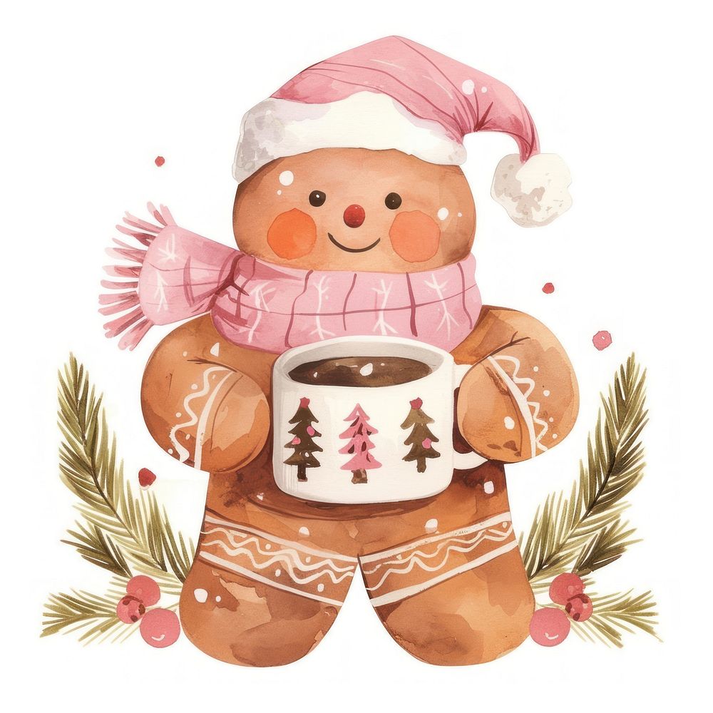 Pink christmas gingerbread man illustration | Premium Photo ...