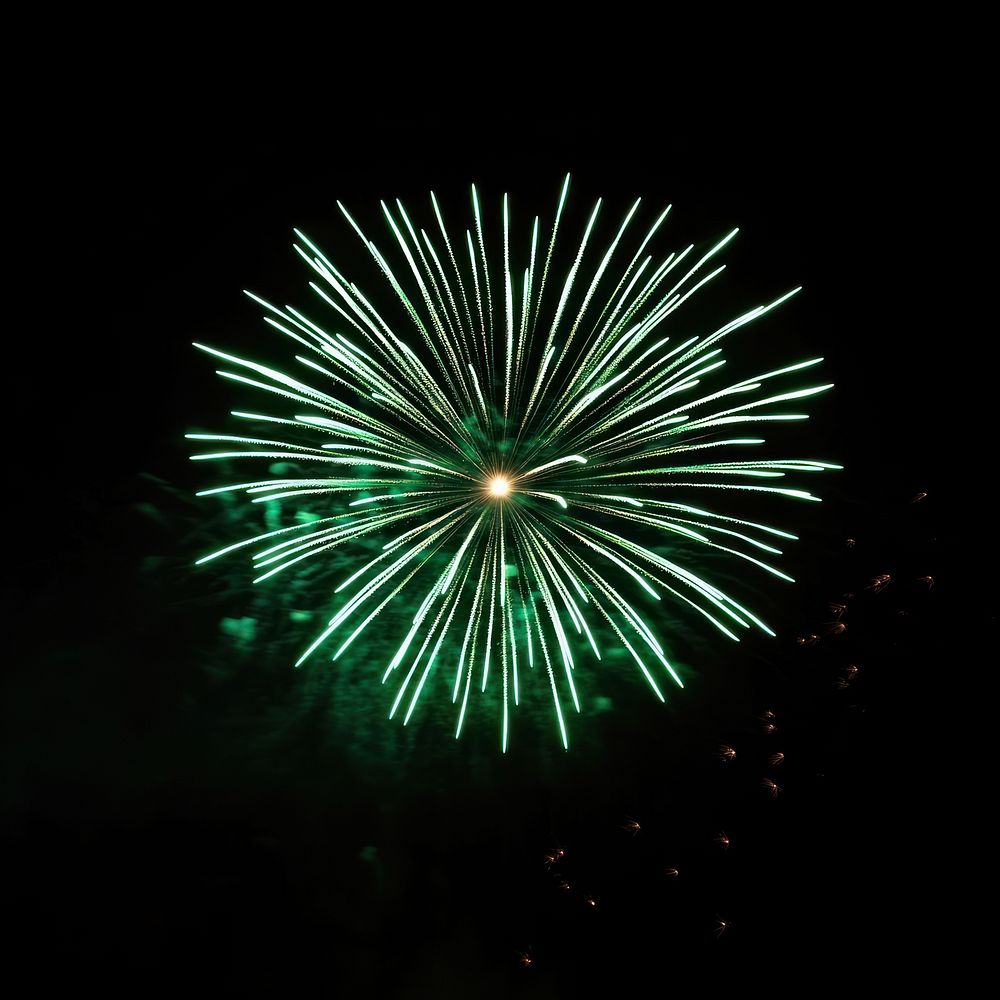Green firework fireworks night spectacular. | Free Photo - rawpixel