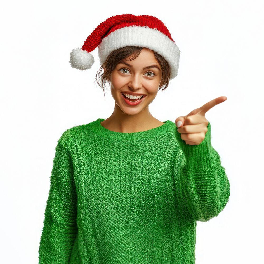 Woman pointing finger sweater happy | Free Photo - rawpixel