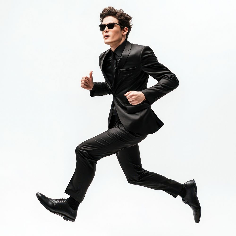 Man black suit running professional | Free Photo - rawpixel