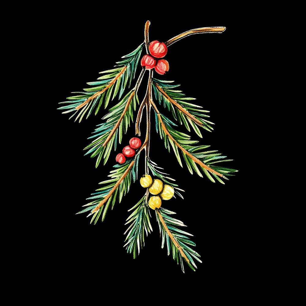 christmas oat tree branch illustration | Free Photo Illustration - rawpixel