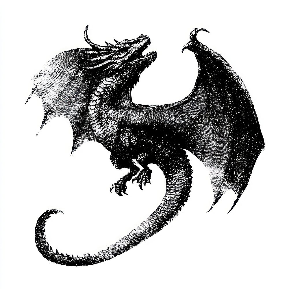 Dragon retro photocopy stipple effect | Free Photo Illustration - rawpixel