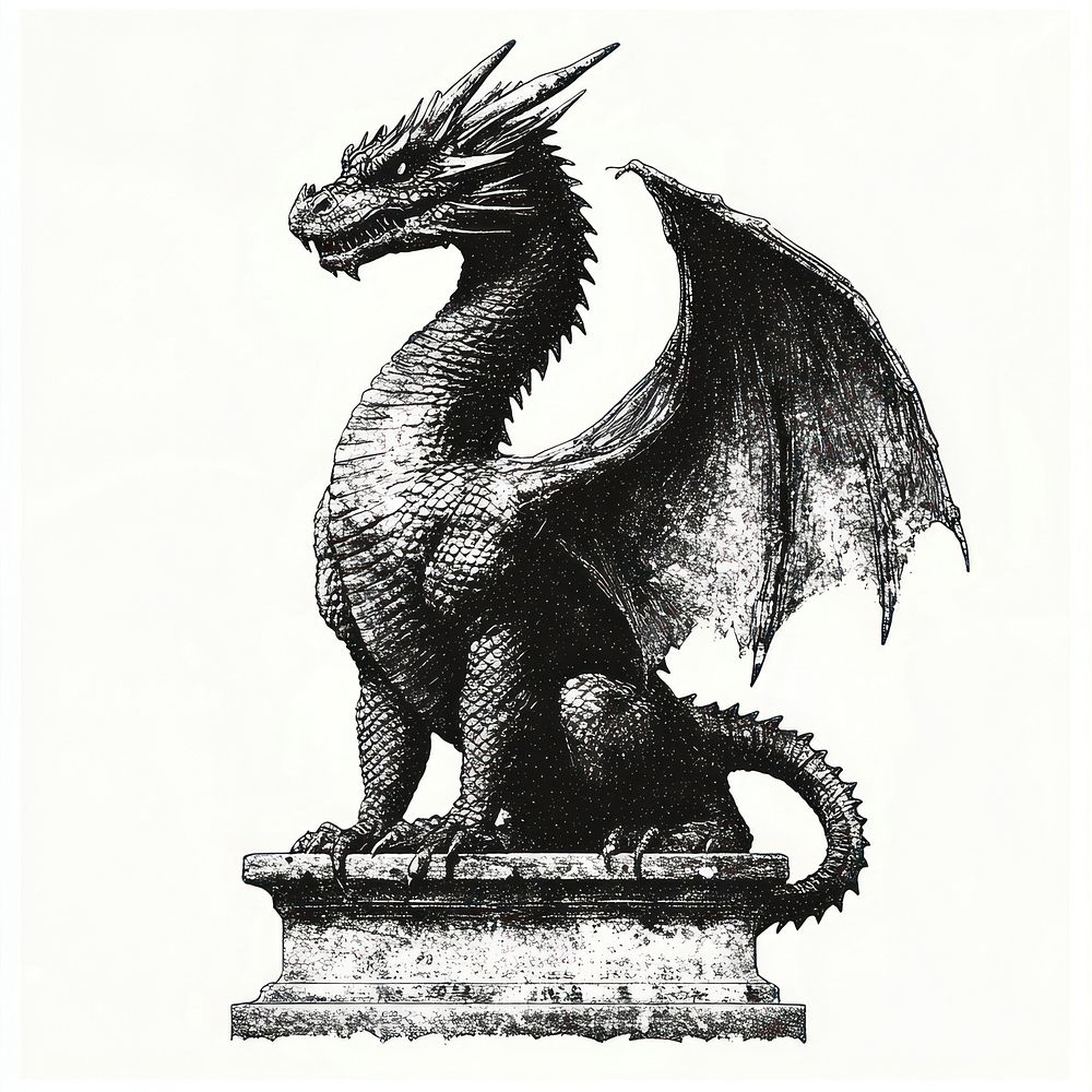 Dragon retro photocopy stipple effect | Free Photo Illustration - rawpixel