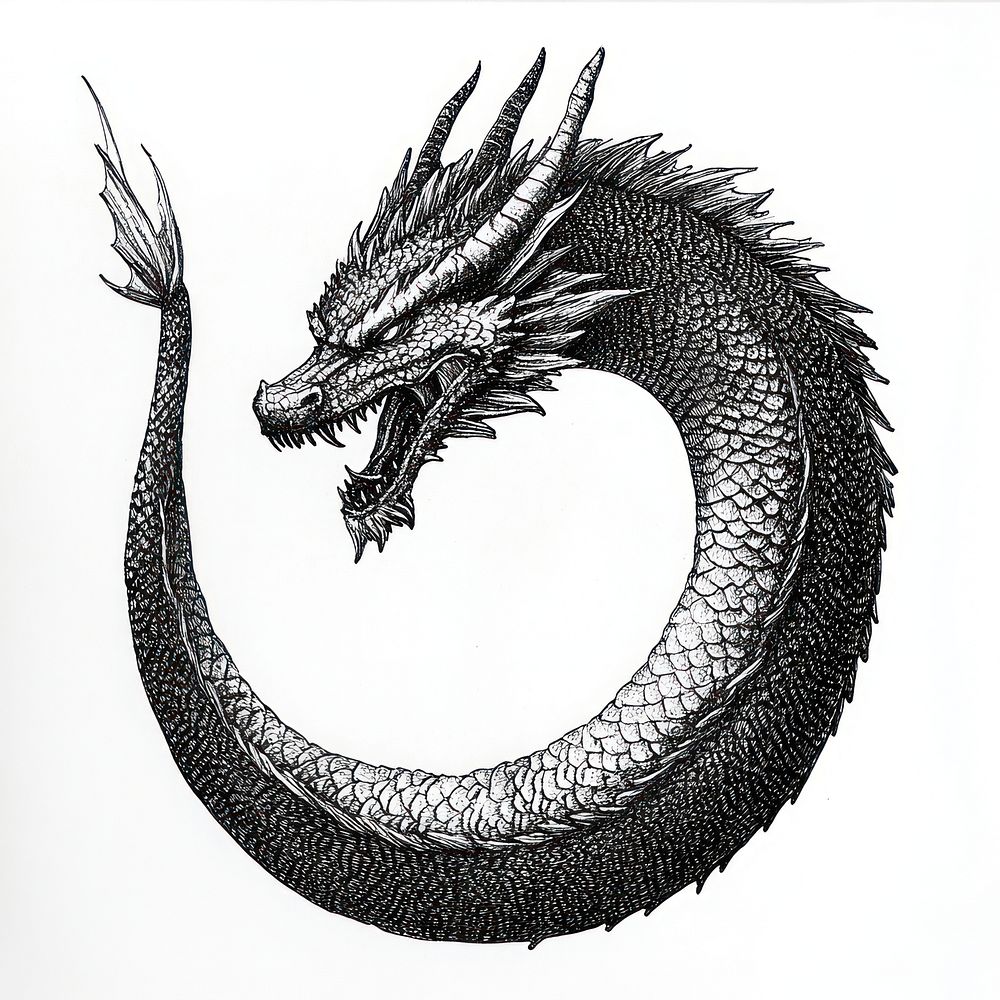 Dragon retro photocopy stipple effect | Free Photo Illustration - rawpixel