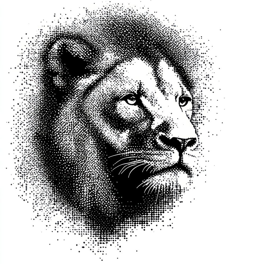 Lion retro photocopy stipple effect | Free Photo Illustration - rawpixel