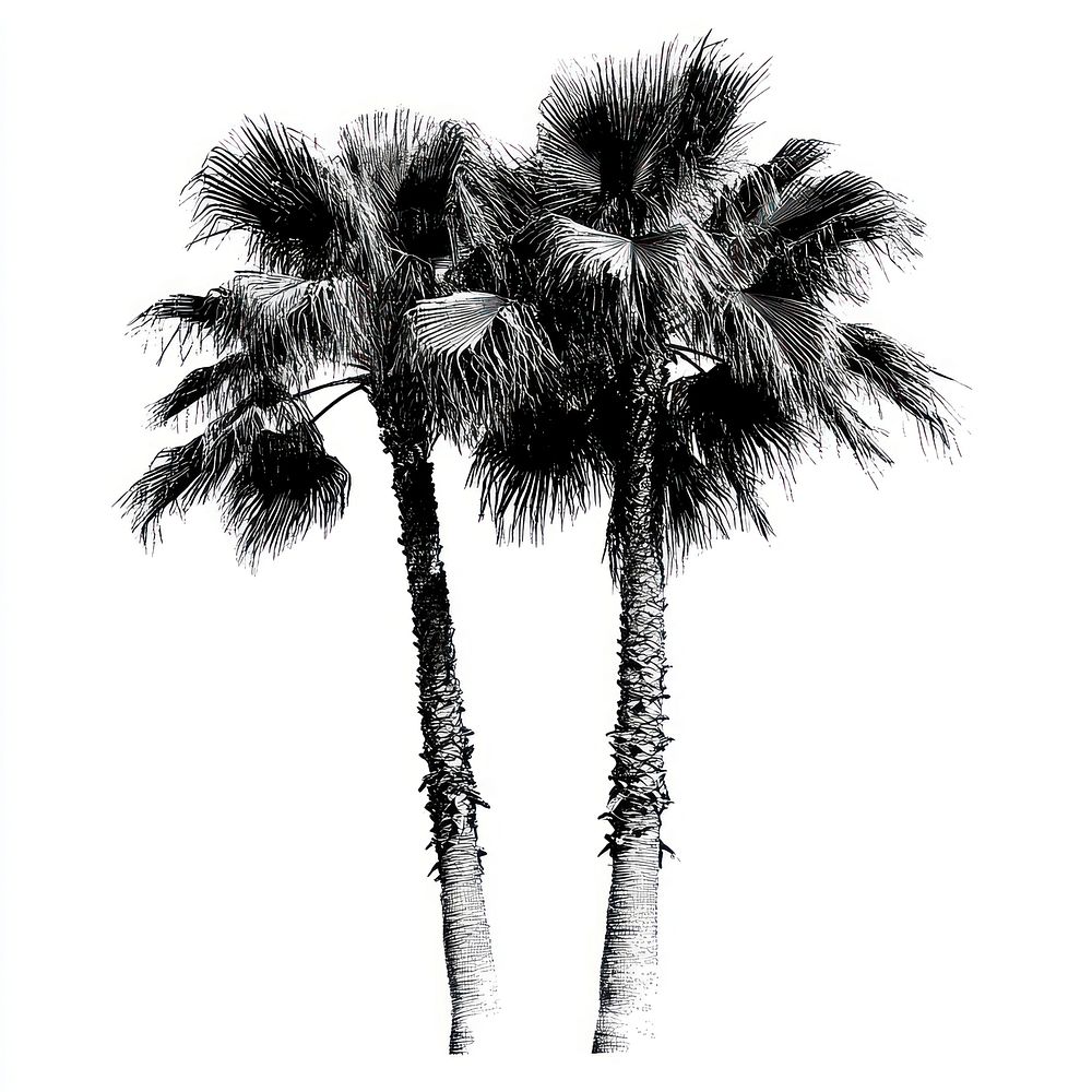 Palm tree retro photocopy stipple | Free Photo Illustration - rawpixel