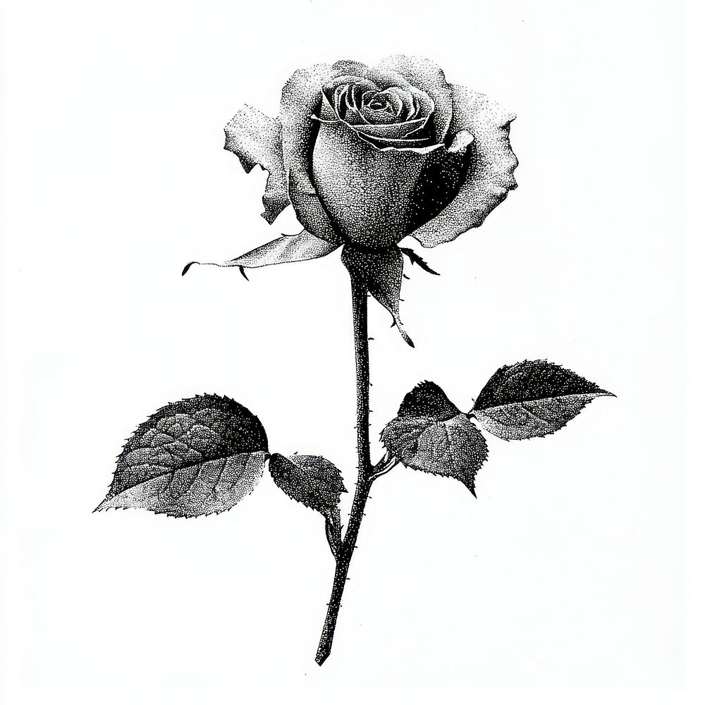 Rose retro photocopy stipple effect | Free Photo Illustration - rawpixel