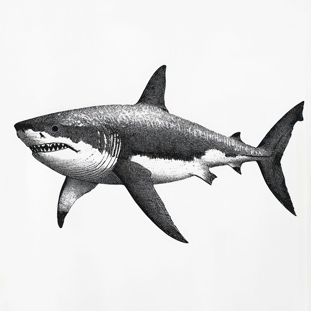 Shark retro photocopy stipple effect | Free Photo Illustration - rawpixel