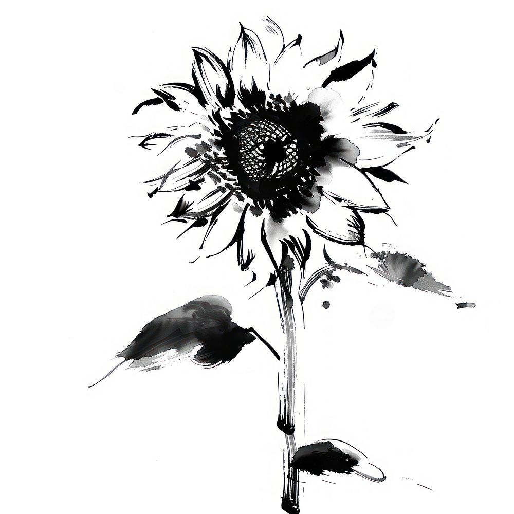 Sunflower sunflower drawing sketch. | Free Photo Illustration - rawpixel