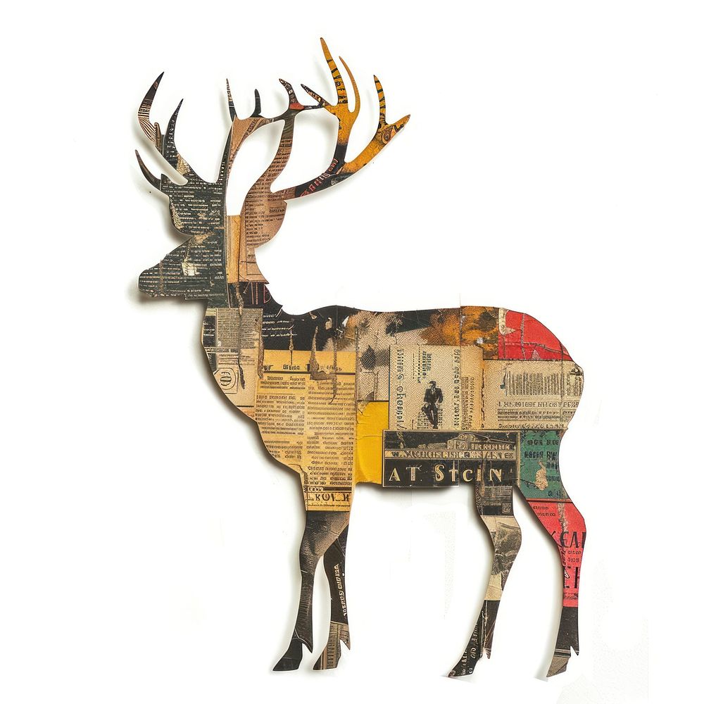 Deer shape collage cutouts vintage | Free Photo Illustration - rawpixel