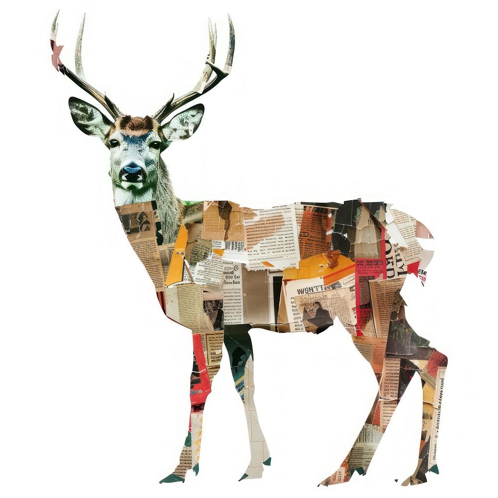 Deer shape collage cutouts wildlife | Free Photo Illustration - rawpixel