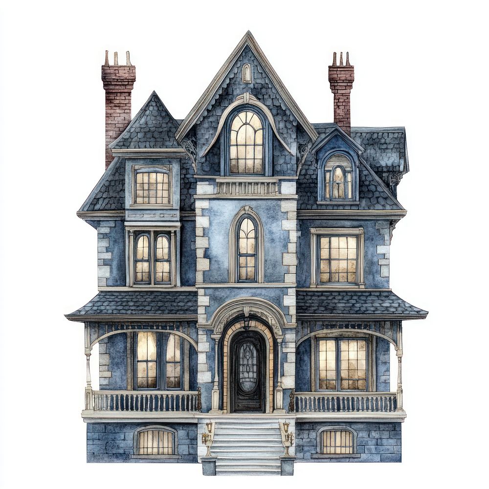 Victorian haunted mansion architecture illustration | Free Photo ...
