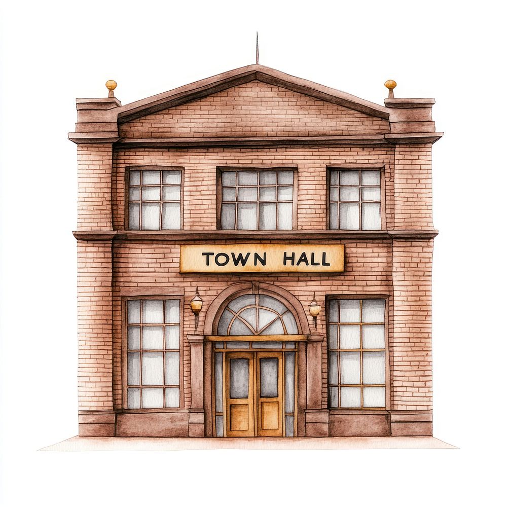 Brown brick City hall building | Free Photo Illustration - rawpixel