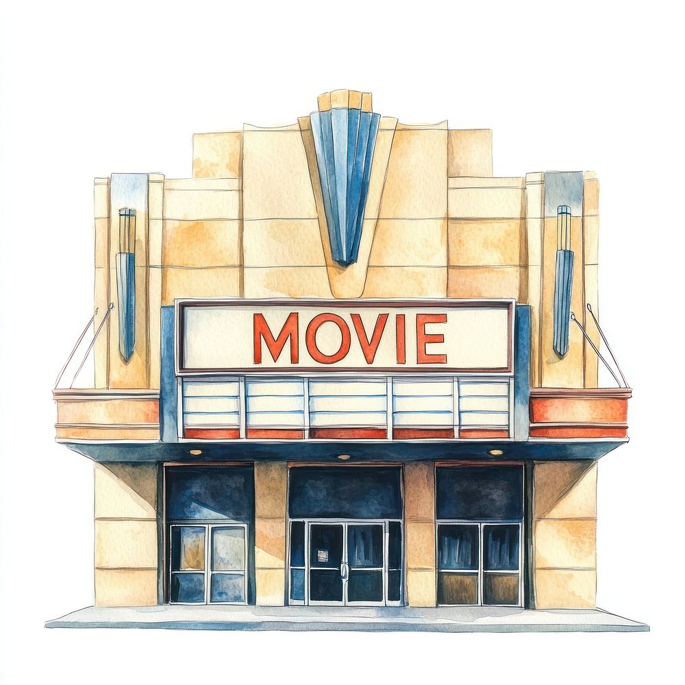 Town art-deco movie theater architecture | Free Photo Illustration ... Town art-deco movie theater architecture | Free Photo Illustration ...