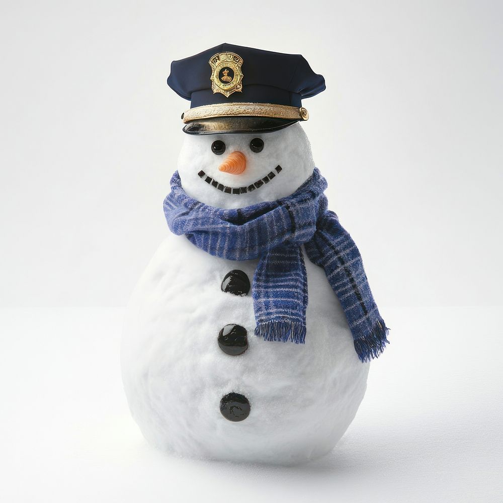 Real snowman winter police scarf. | Free Photo - rawpixel