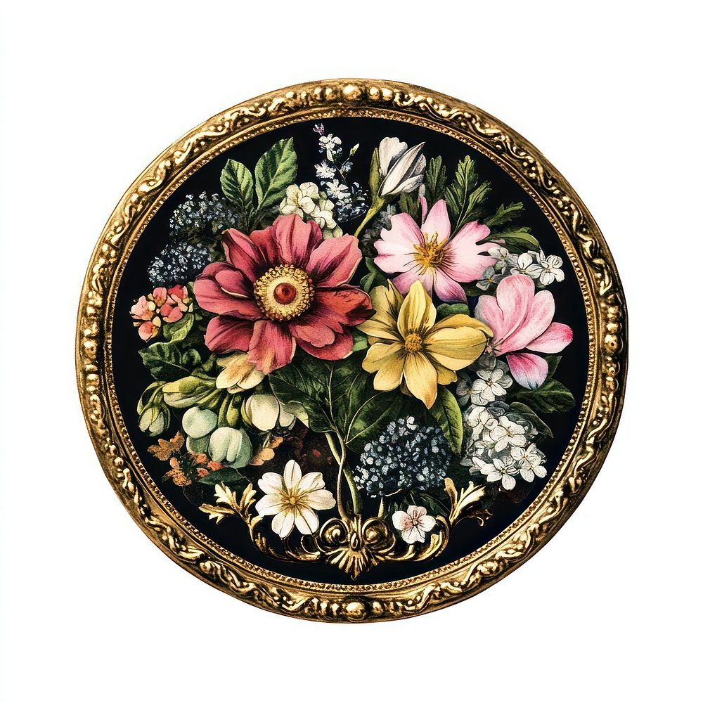 Flower Collage Rococo brooch flowers | Free Photo Illustration - rawpixel