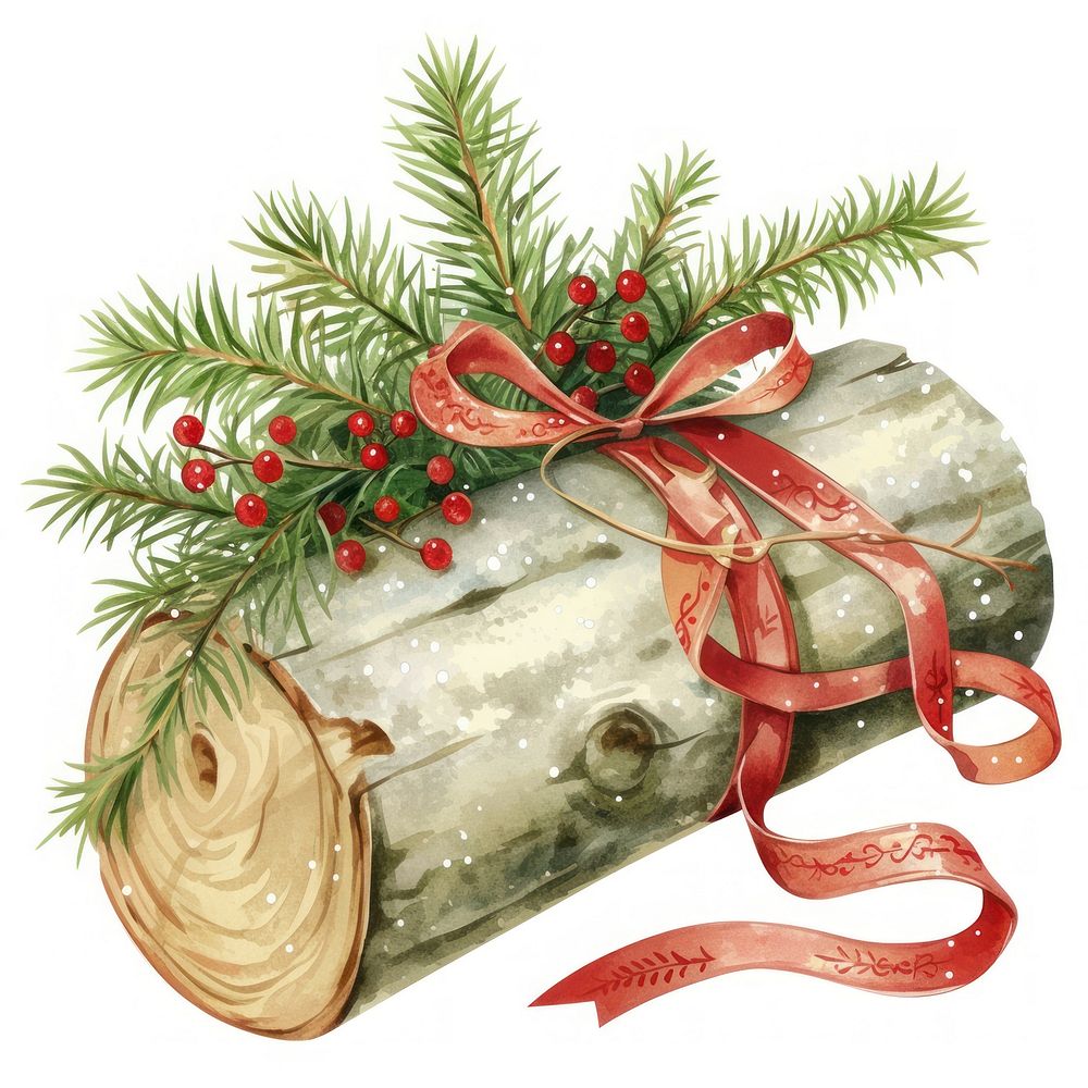 Coquette yuletide log illustration ribbon | Free Photo Illustration ...