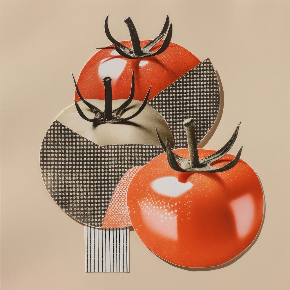 Tomato retro paper collage illustration | Free Photo Illustration ...