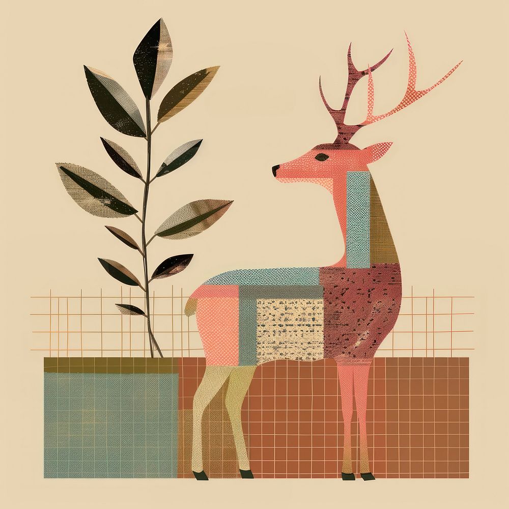 Deer retro paper collage illustration | Free Photo Illustration - rawpixel