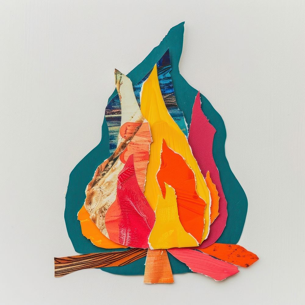 Camping bonfire paper cut collage | Free Photo Illustration - rawpixel