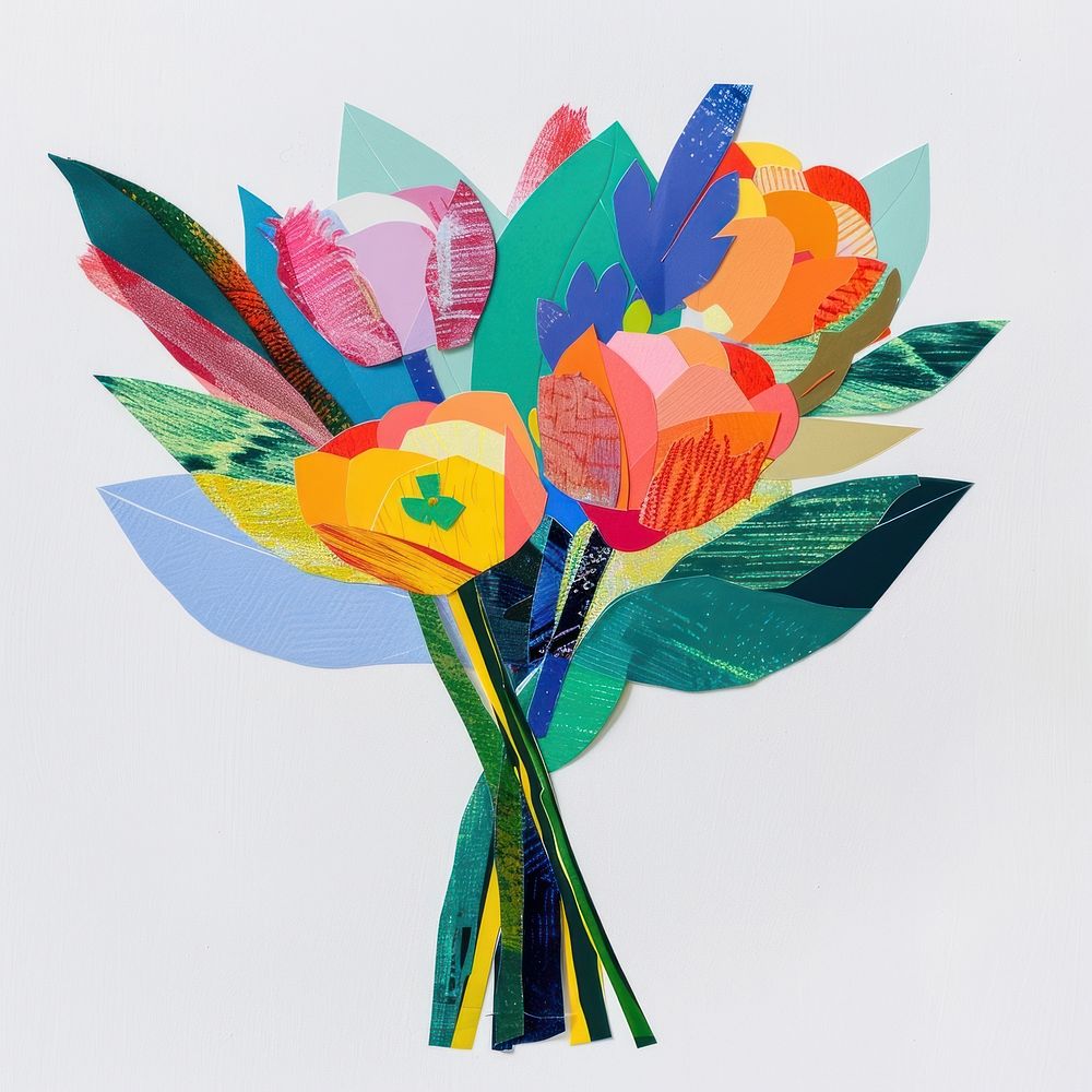 Bridal bouquet paper cut collage | Free Photo Illustration - rawpixel