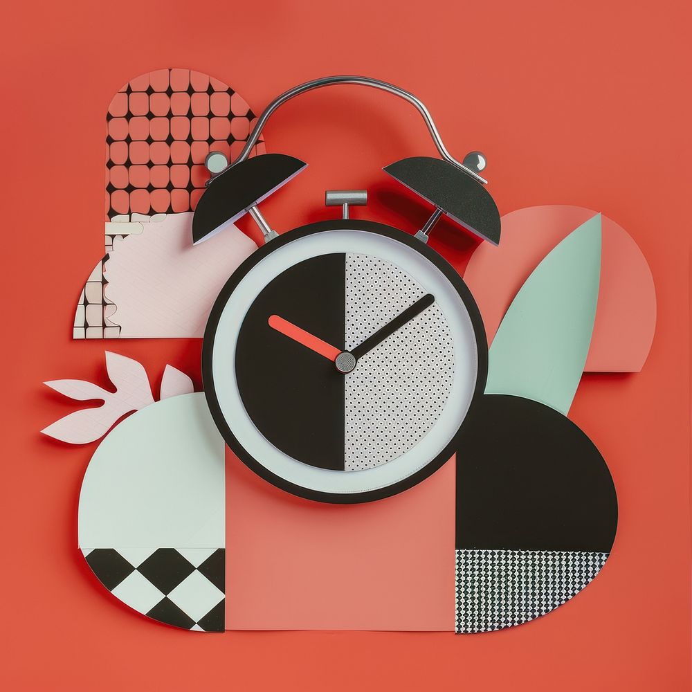 Alarm clock retro paper collage | Free Photo Illustration - rawpixel