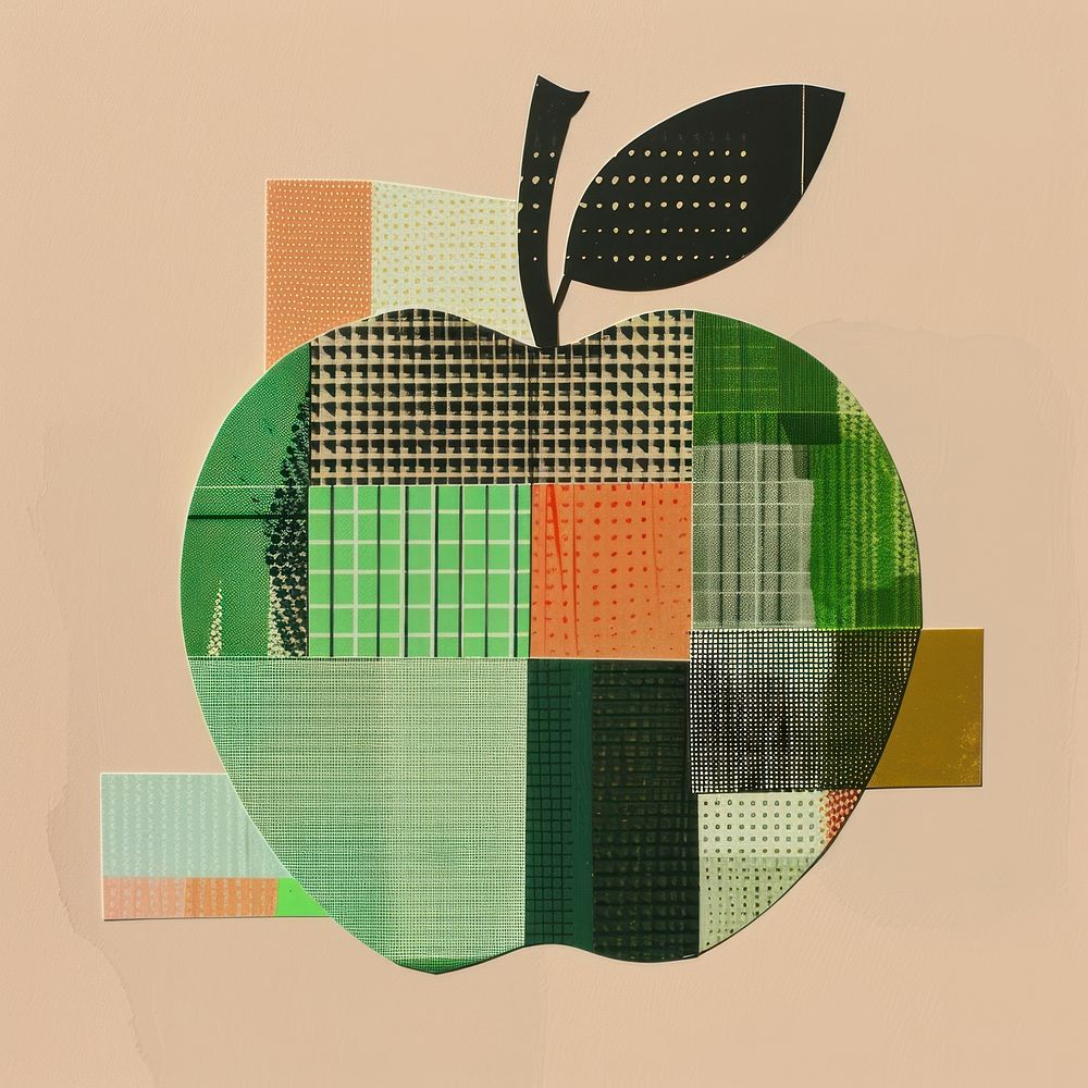 Apple retro paper collage illustration | Free Photo Illustration - rawpixel