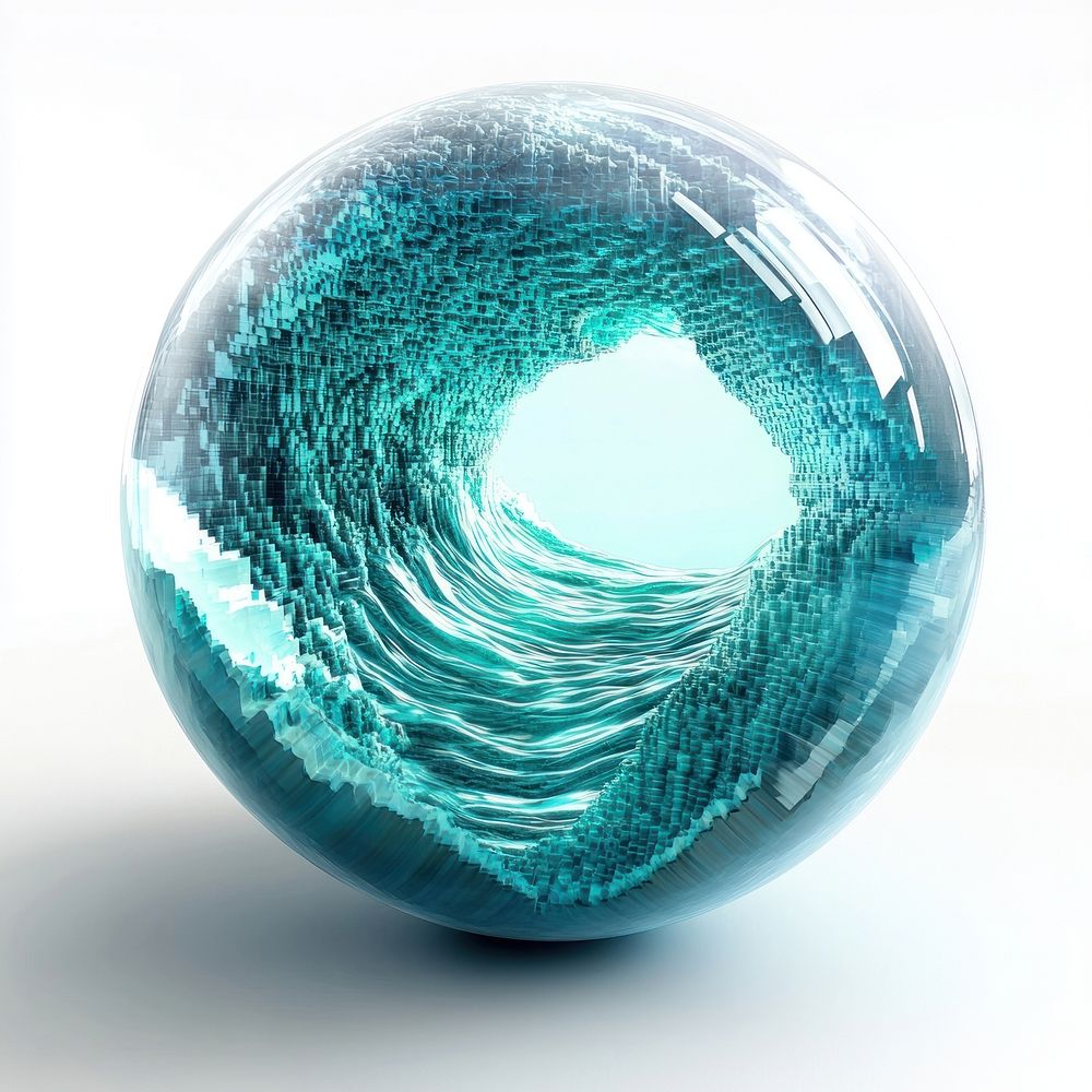 Crystal orb filled pixelated waves | Free Photo Illustration - rawpixel