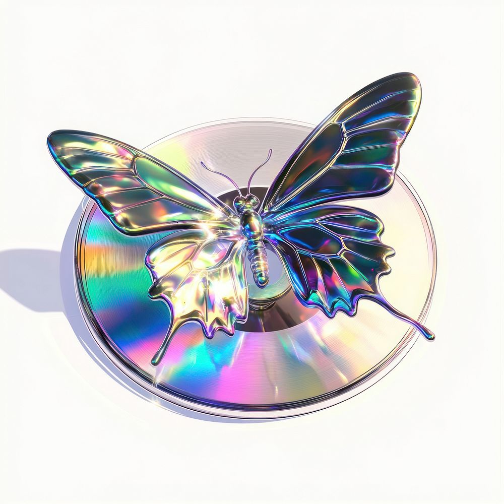 Butterfly flying CD case holographic | Free Photo Illustration - rawpixel
