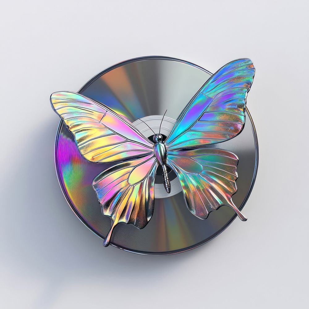 Butterfly flying CD case holographic | Free Photo Illustration - rawpixel