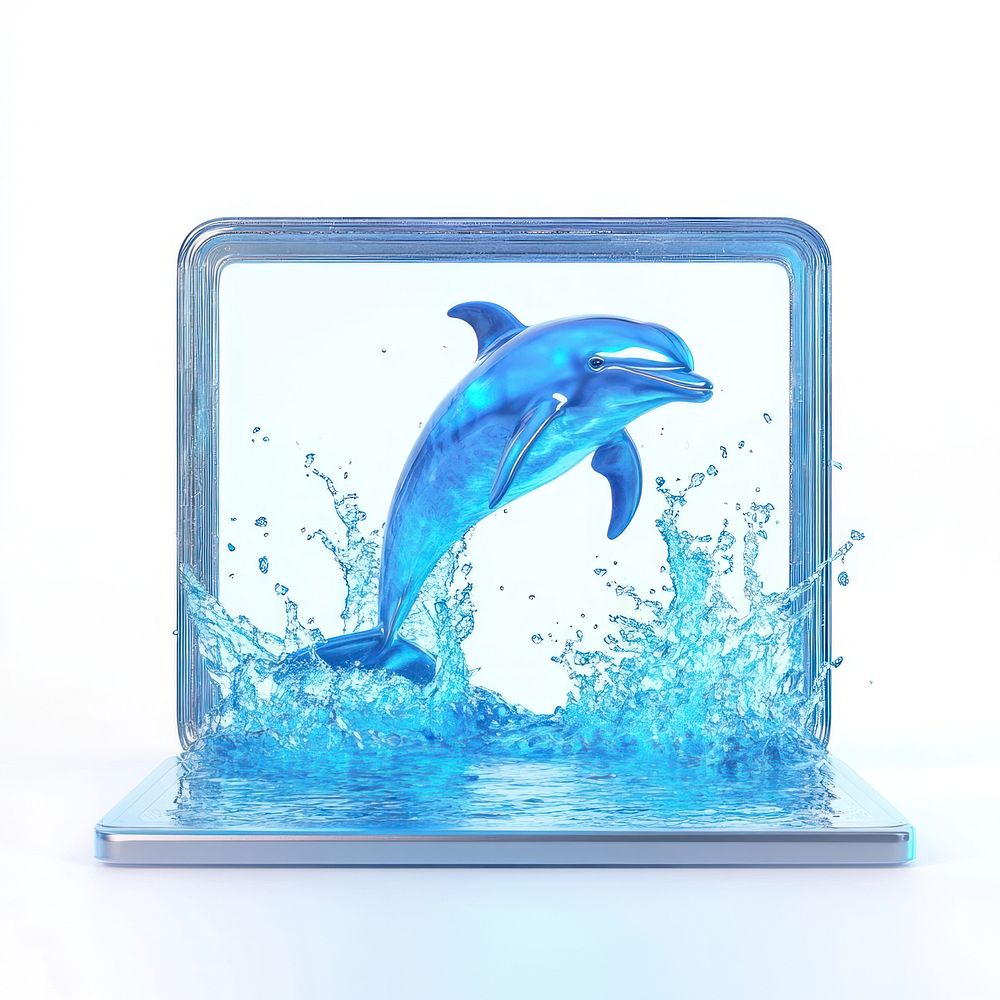 Dolphin jumping holographic computer screen | Free Photo Illustration ...