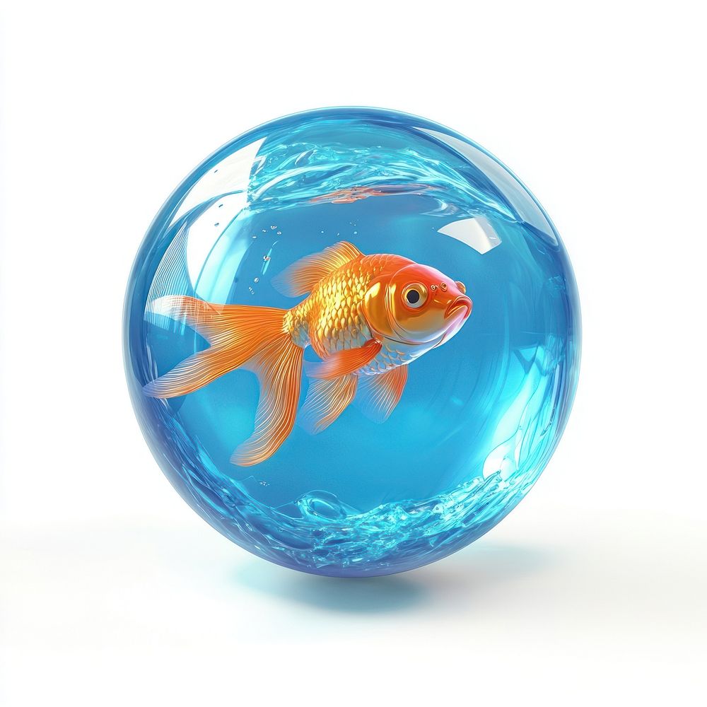 Goldfish swimming bubble sphere water | Free Photo Illustration - rawpixel