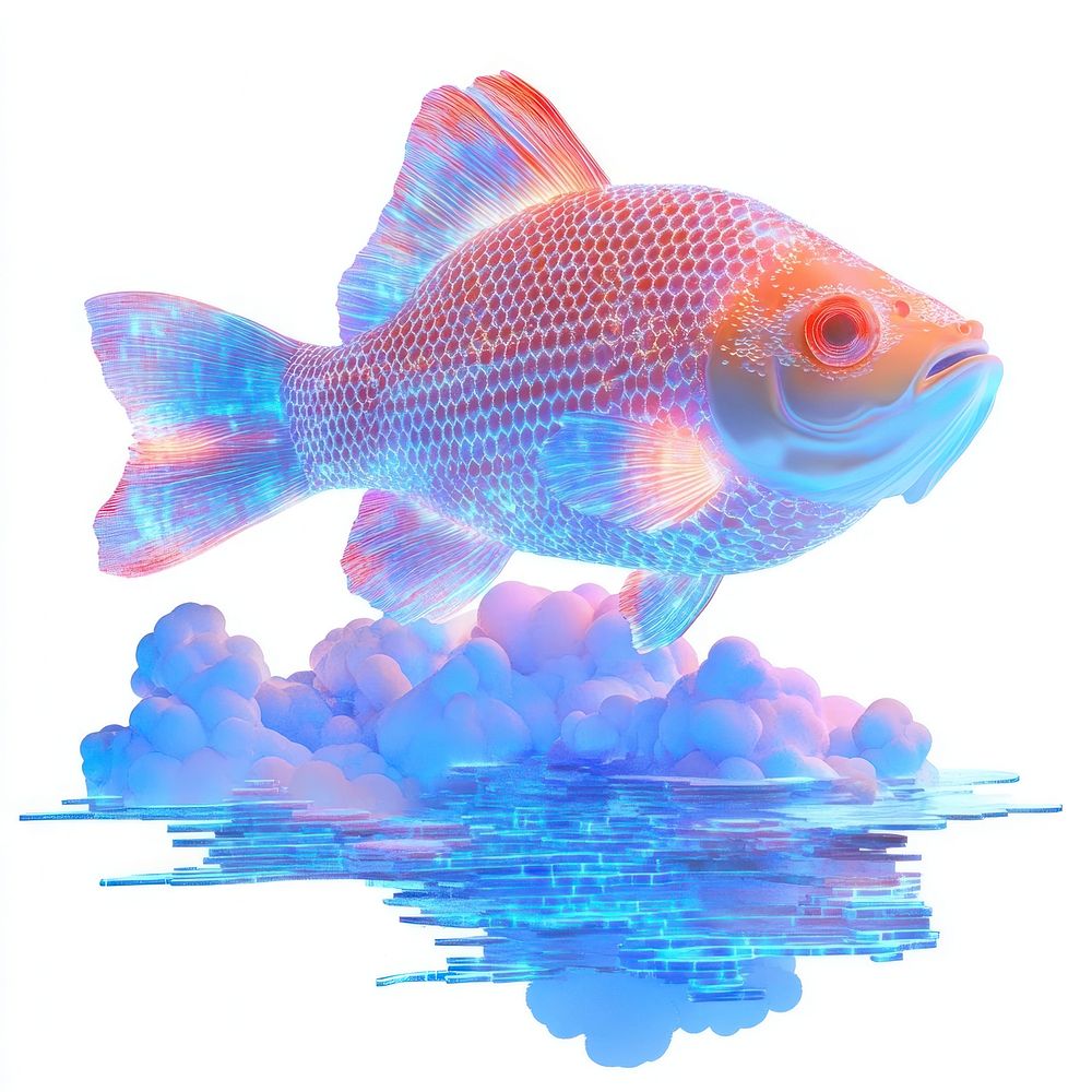 neon fish water illustration reflection. | Free Photo Illustration ...