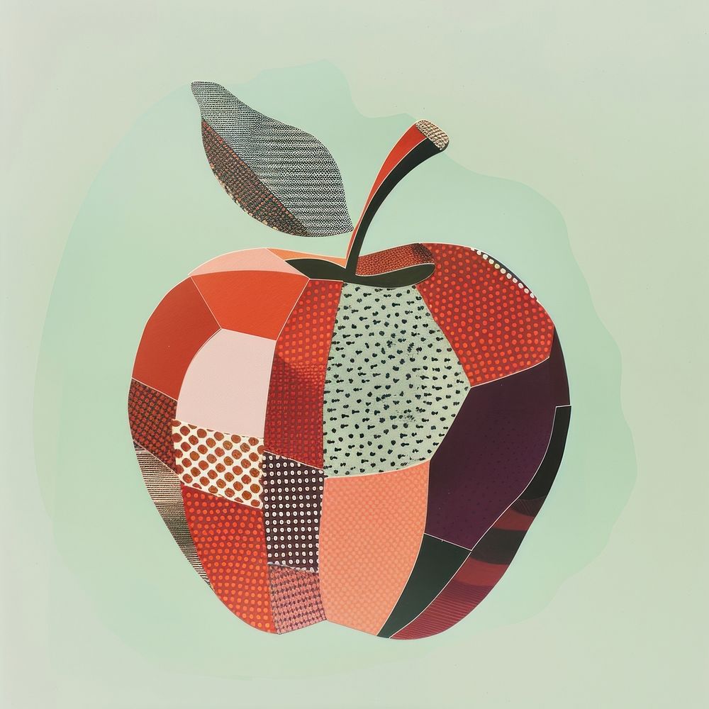 Apple retro paper collage illustration | Free Photo Illustration - rawpixel