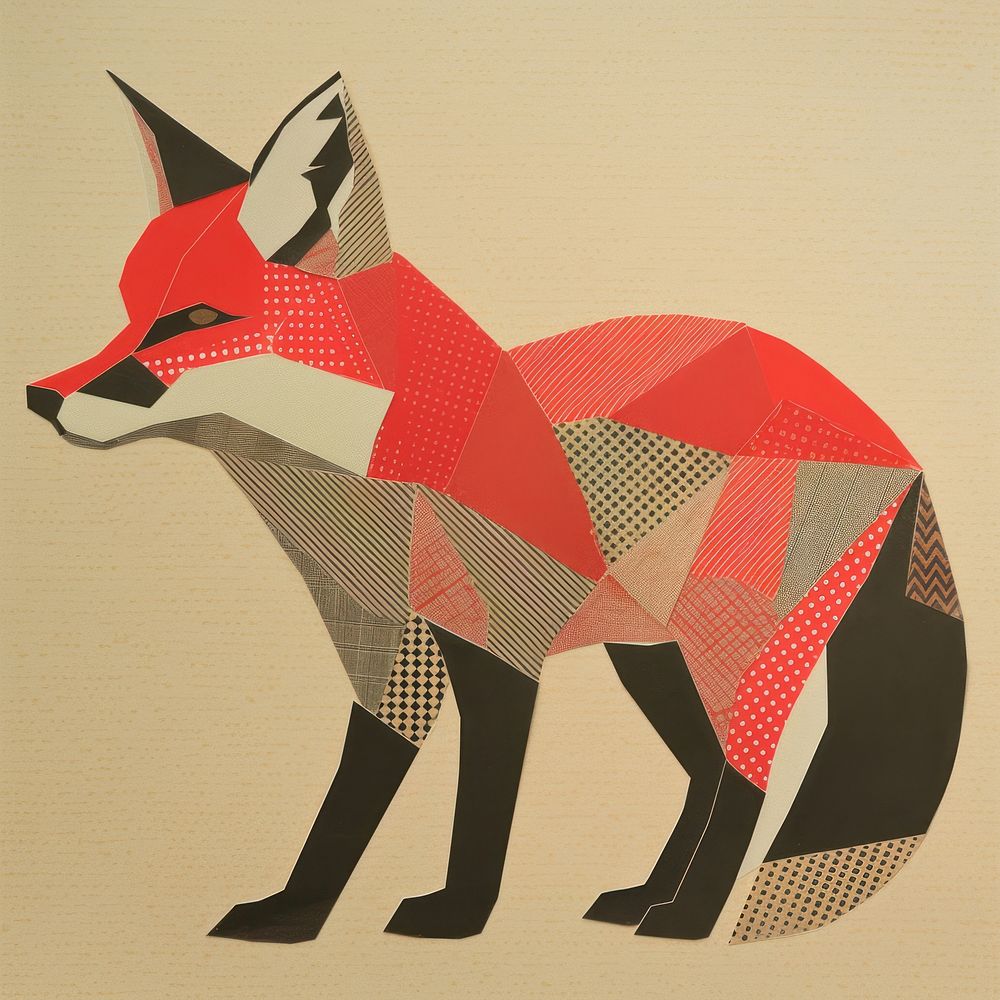 Fox retro paper collage illustration | Free Photo Illustration - rawpixel