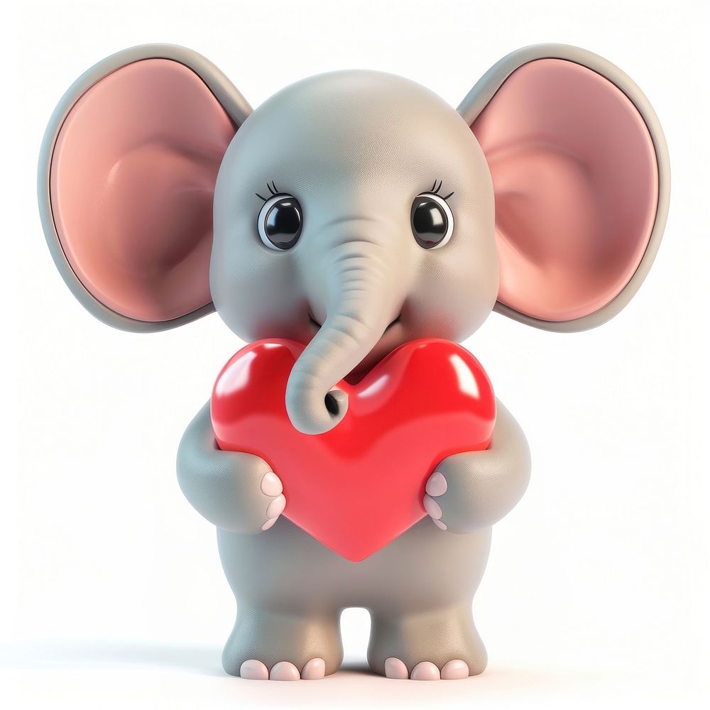 Elephant hugging heart illustration cartoon | Free Photo Illustration ...