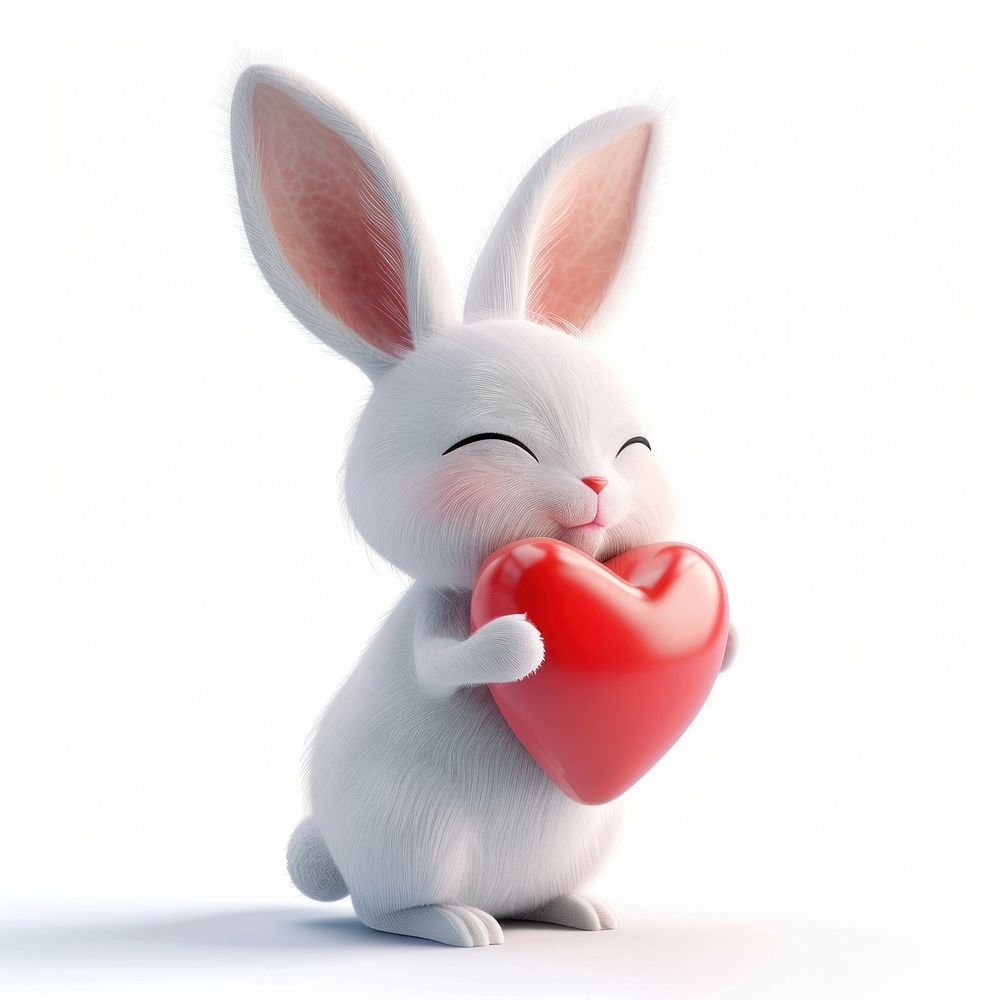 Cute rabbit hugging heart illustration | Free Photo Illustration - rawpixel
