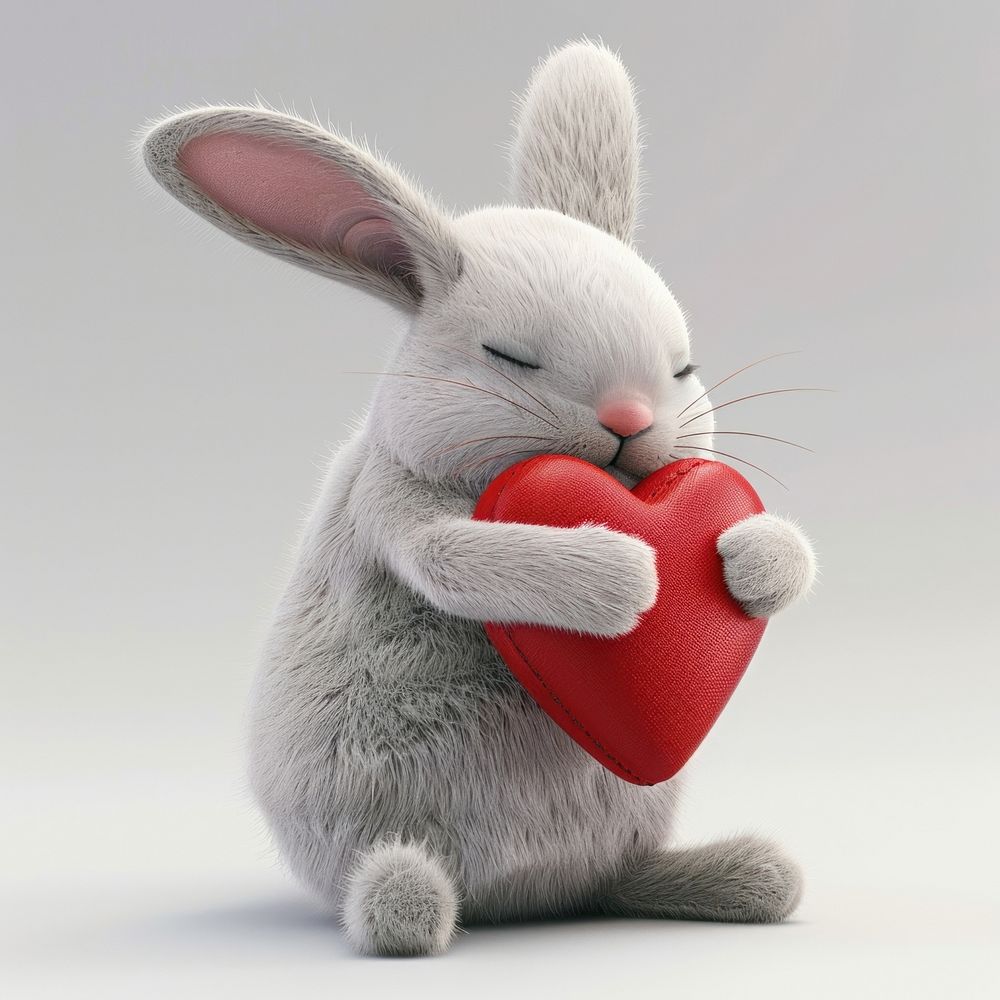 Cute rabbit hugging heart illustration | Free Photo Illustration - rawpixel