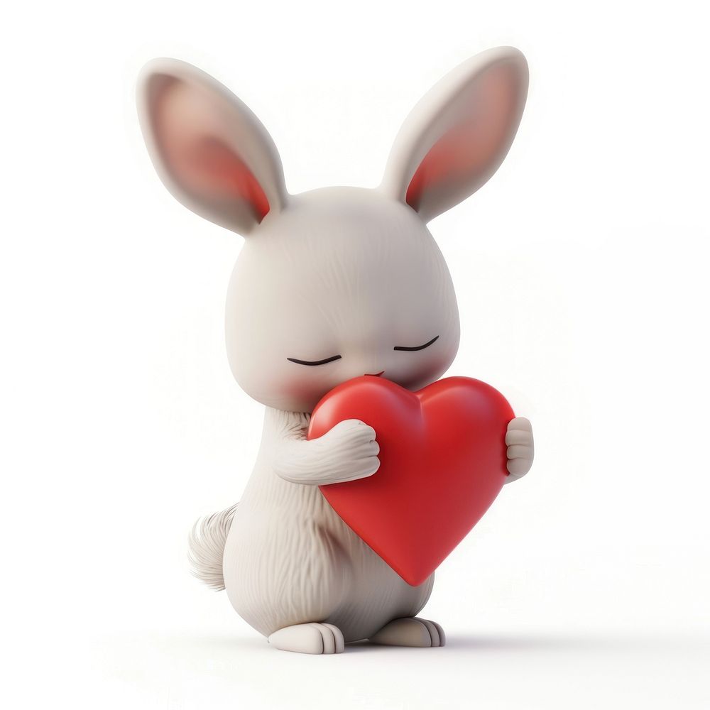 Cute rabbit hugging heart illustration | Free Photo Illustration - rawpixel