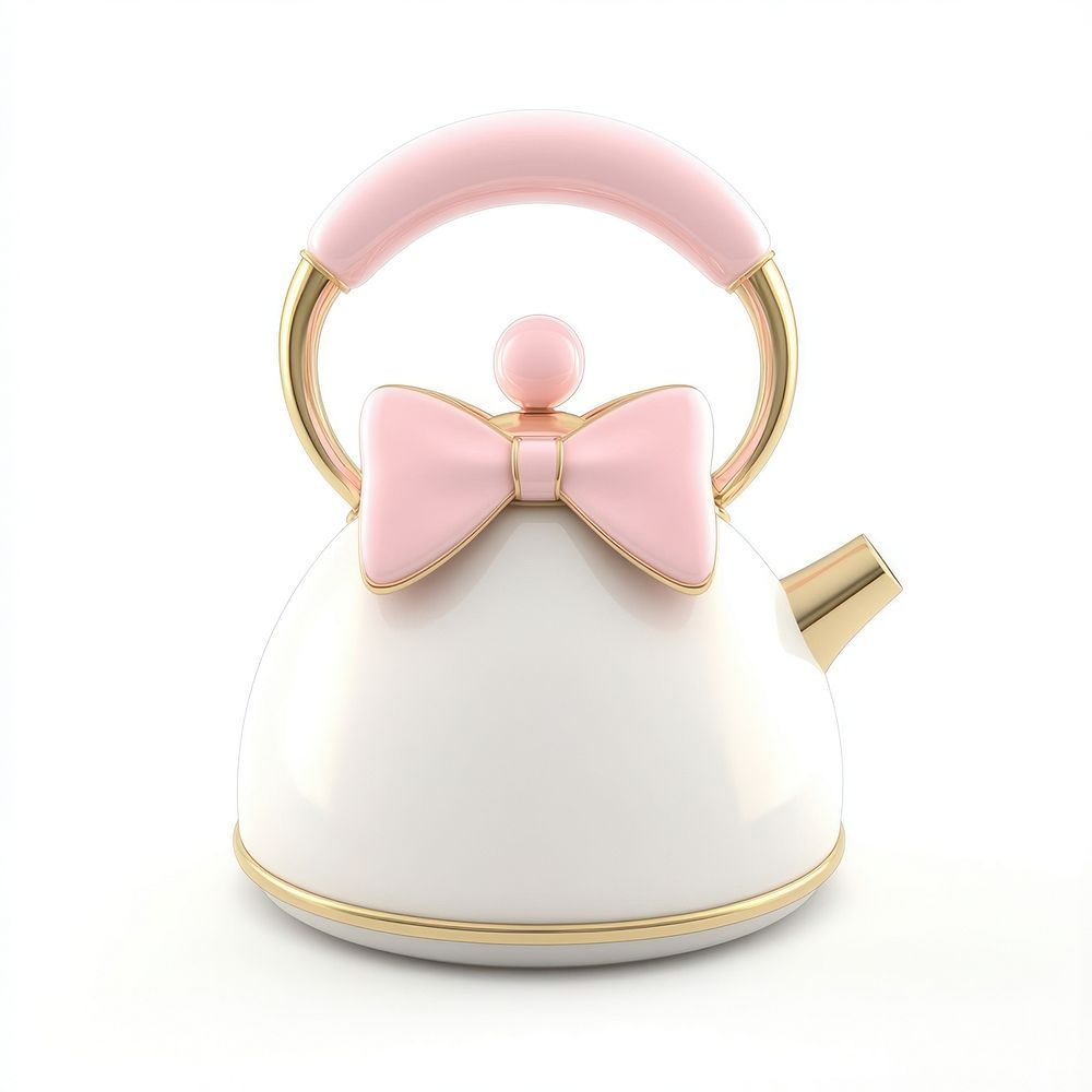 3d coquette tea kettle white | Free Photo Illustration - rawpixel