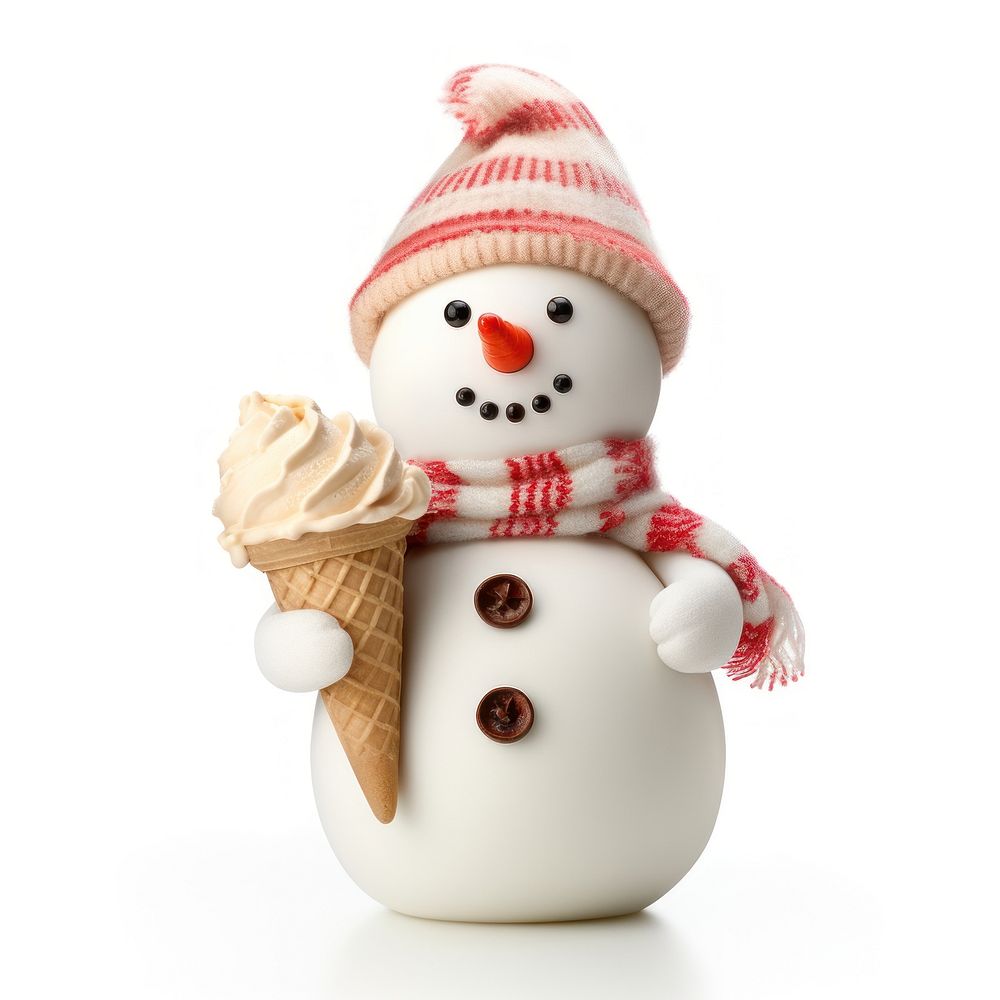 Snowman holding ice-cream snowman winter | Free Photo - rawpixel