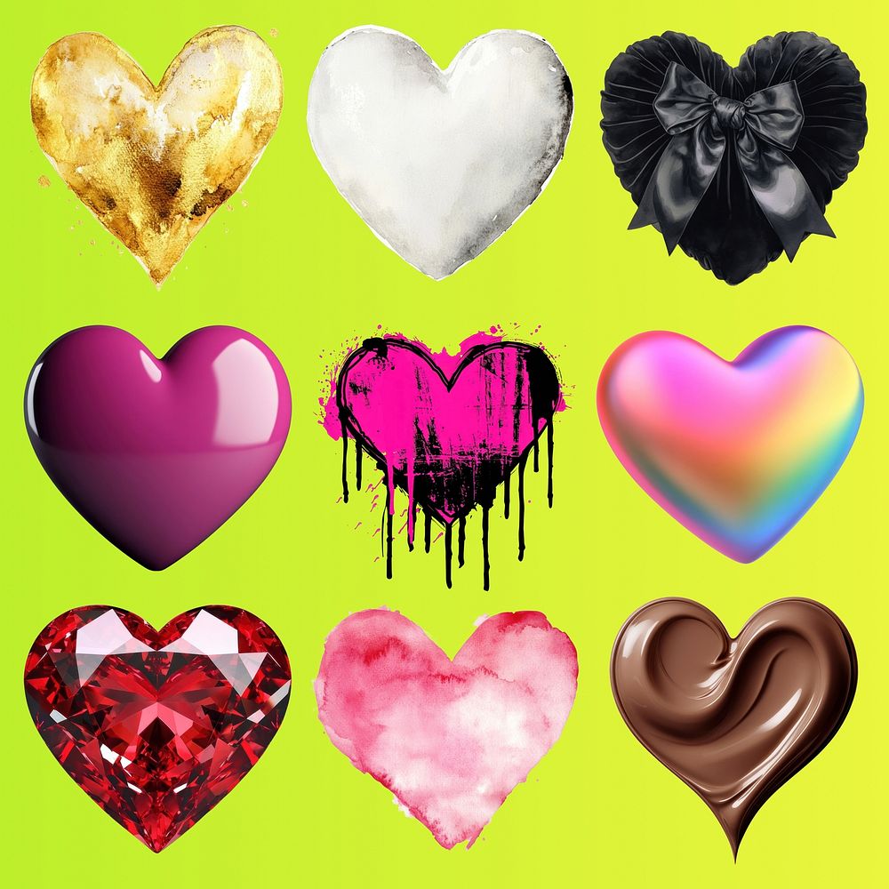 Heart shape design element set | Free Photo - rawpixel