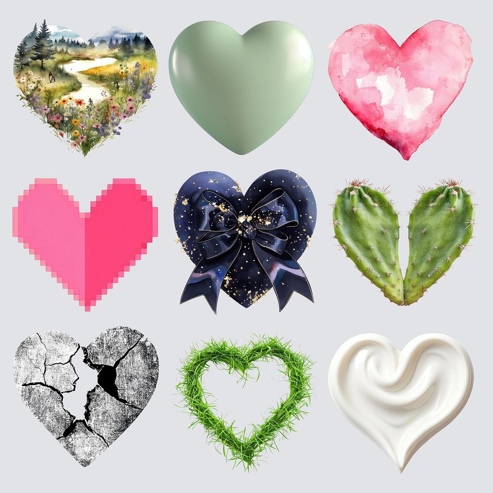 Heart shape design element set | Free Photo - rawpixel